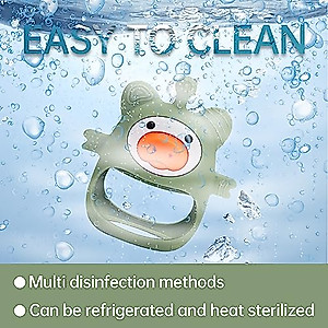 ZKHW Pig Baby Teething Toys for Babies 0-6 Months, Never Drop Silicone Baby Mitten Teether Toy for Infants 6-12 Months, BPA Free Baby Chew Toys for Sucking Needs,Green