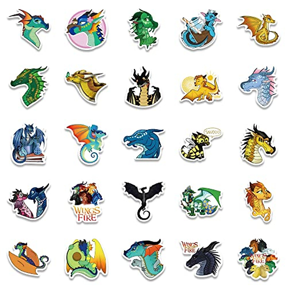 WOF Stickers for Kids Teens Adults, 50Pcs Fire Pterosaur Dragon Vinyl Decals for Water Bottles, Kawaii Dragons Laptops Bumpers Journals DIY Stickers(Wings of Fire)