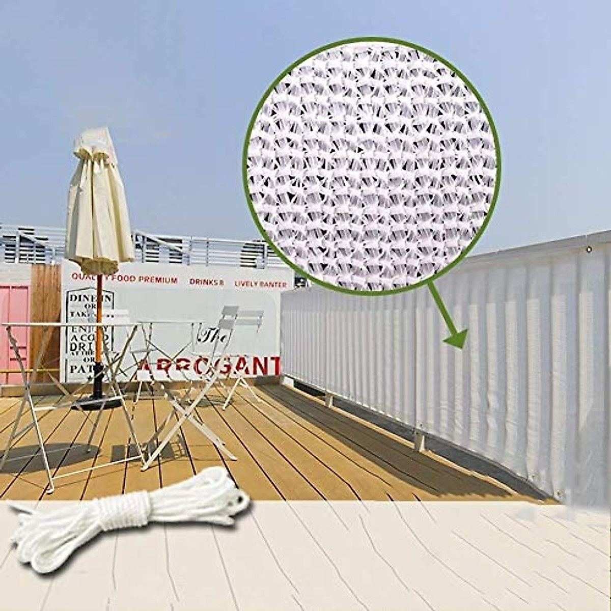 White Privacy Fence Screen Cover for Balcony Verandah Railing Up to 80% Blockage, Outdoor Shade Sun Protection Windscreen (Size : 1Mx1M)