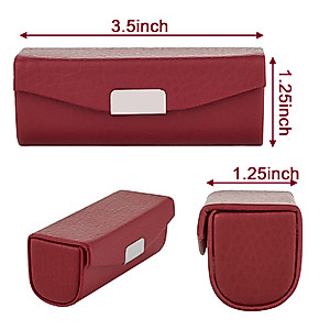 Beautyflier Women’s PU Leather Lipstick Case Holder with Mirror Rectangle Makeup Travel Cases for Purse Lipstick Holder (Red Lychee Pattern)