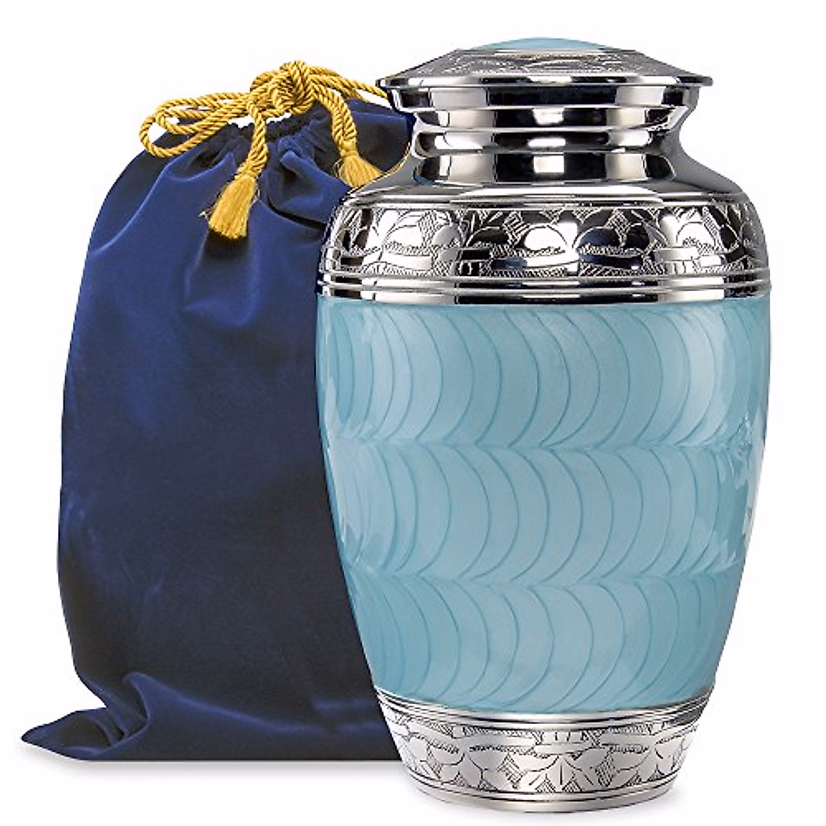 Trupoint Memorials Cremation Urns for Human Ashes - Decorative Urns, Urns for Human Ashes Female & Male, Urns for Ashes Adult Female, Funeral Urns - Large, Up to 200 Lbs, Light Blue