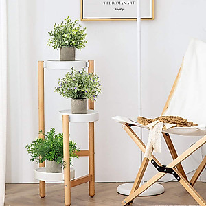 3 Pack Small Potted Artificial Plastic Plants,Mini Fake Rosemary Plant Faux Flower Houseplants for Home Decor Indoor,9.5" Tall Greenery Plants for Wedding Home Office Desk Garden,Indoor &Outdoor