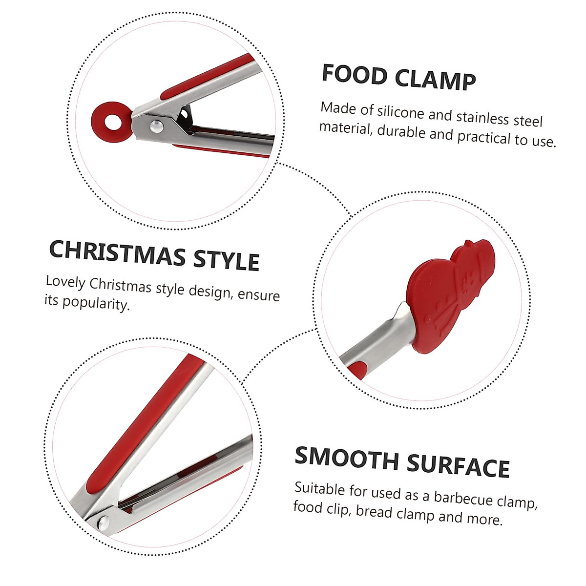 Didiseaon 3 Pcs Bbq Tongs Salad Tong Metal Ice Tongs Cake Tong Grill Tools Kitchen Tong Christmas Snowman Shaped Tongs Cooking Clamp Bakery Tong Grill Tong Stainless Steel Camping Utensils