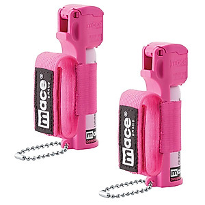 Mace Brand Police Strength OC Pepper Spray (2 Pack, Hot Pink) – 12’ Powerful Pepper Spray for Women with Adjustable Hand Strap & Keychain, Leaves UV Dye on Skin – Mace Spray Self Defense, Made in USA