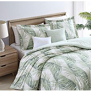Tommy Bahama - Queen Comforter Set, Reversible Cotton Bedding with Matching Shams & Bonus Throw Pillows, All Season Home Decor (Kauai Green, Queen)