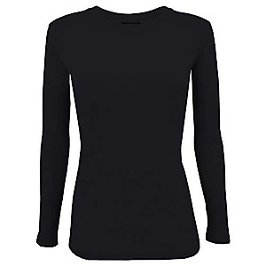 BaHoki Essentials Long Sleeve Undershirts for Scrubs - Great Stretch and Layering Piece - Multipurpose and Durable -Use with Scrubs and Lab Coats - for Nurses, Doctors, Women, and Men Black