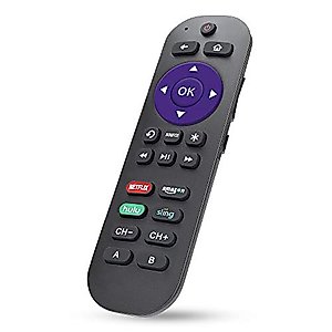 Gvirtue Universal Remote Control Fits for Roku Player 1 2 3 4 Premiere/+ Express/+ Ultra with 9 More Learning Keys Programmed to Control TV/Soundbar/Receiver