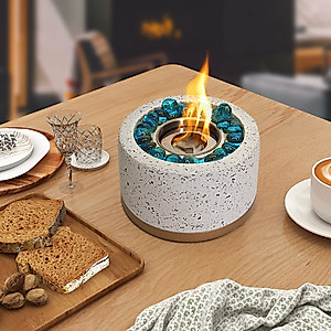 Sonefreiy Tabletop Fire Pit, Small Portable Table Top Fire Bowl, Smokeless Ethanol Fireplace for Indoor Outdoor, Mini Concrete Tabletop Fire Pit for Small Fireplace, for Family Friends
