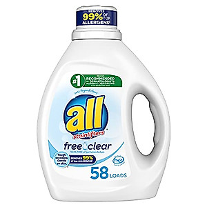 All Liquid Laundry Detergent, Free Clear for Sensitive Skin, 88 Fluid Ounces, 58 Loads