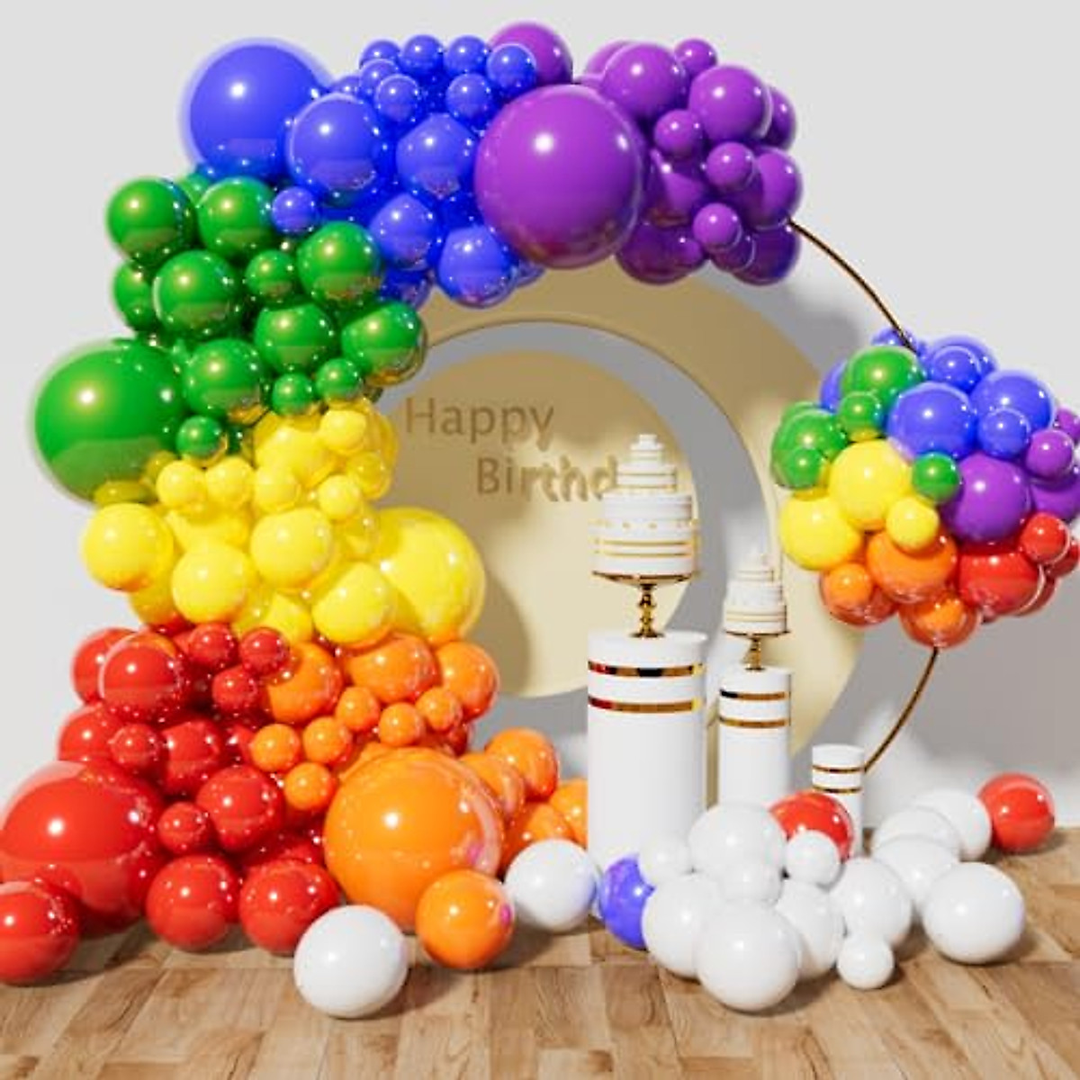 KAWKALSH Rainbow Balloons Garland Kit for Parties