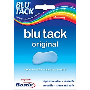 6 x Bostik Blu-tack Original Mastic Putty Adhesive Non-Toxic Blue 60g Ref 801103