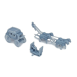 Outland Models Train Layout Old West Horse Carriage 4-Horse Stagecoach 1:87 HO Scale