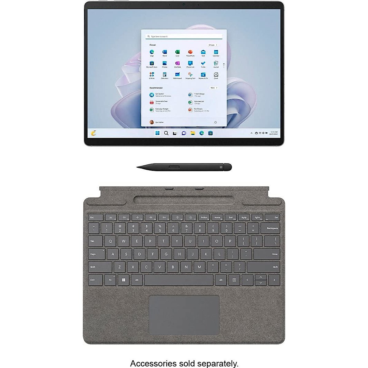 Microsoft Surface Pro 9, 13.3" Touchscreen 2-in-1 Tablet, 12th Gen Intel Core i7-1255U, Intel Iris Xe Graphics, 16GB DDR5 RAM, 512GB SSD, Windows 11h, Platinum, Device Only, with MTC Stylus Pen
