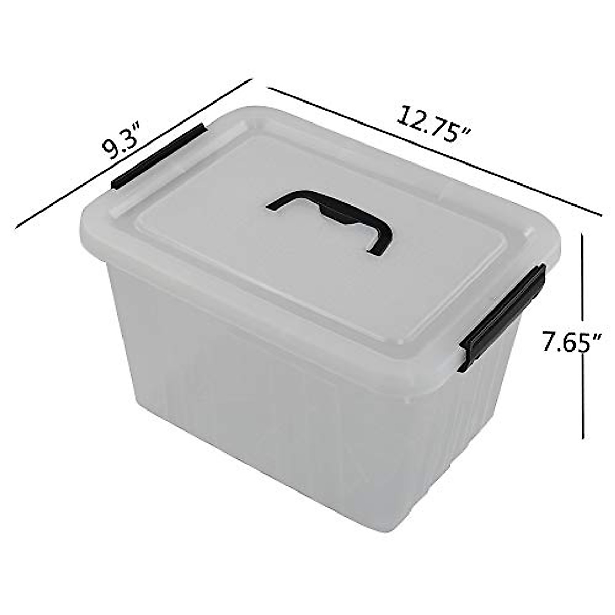 Anbers 1 Pack Plastic Box with Handle, 12 Quart Clear Bin with Lid