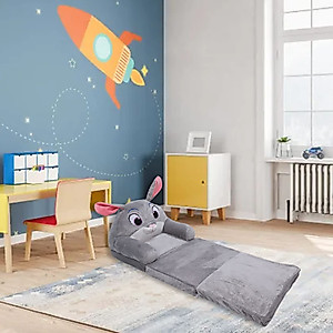 Estink Kids, Foldable Kids Couch Cute Cartoon Soft Children Folding Sofa Bed Play with Armrests Chair for Home Bedroom Playroom (3 Layers)