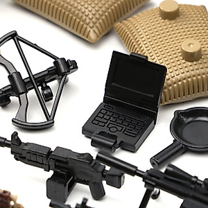Feleph Weapons Pack Military Toy Set Building Blocks Model for Soldier Figures, Army Equipment Gear Kit Pieces and Parts Accessories Compatible with Major Brand