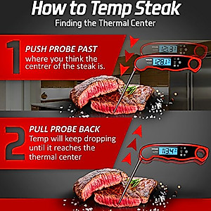 Digital Instant Read Meat Thermometer - Waterproof Kitchen Food Cooking Thermometer with Backlight LCD - Best Super Fast Electric Meat Thermometer Probe for BBQ Grilling Smoker Baking Turkey