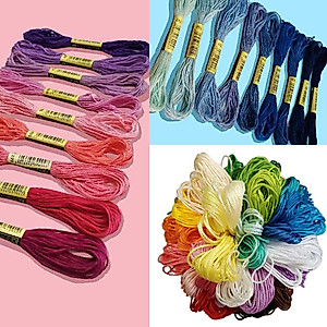 Cldamecy Friendship Bracelet String 60 Skeins,Embroidery Floss Threads for Cross Stitch,and DIY Art Craft,with 10 PCS Floss Bobbins and 1 PCS Embroidery Needle Set