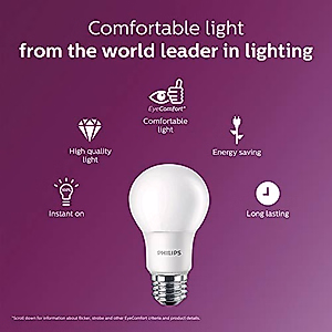 PHILIPS LED High Lumen A19 Bulb, Non-Dimmable, 1500 Lumen, Daylight (5000K), 13.5W=100W, E26 Base, 4-Pack