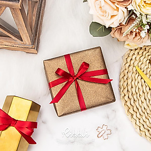 Ribbli Red Satin Ribbon Double Faced Satin 3/8 Inch x Continuous 50 Yards-Red Ribbon for Gift Wrapping Crafts Wedding Decoration Bows Bouquet Floral Arrangement