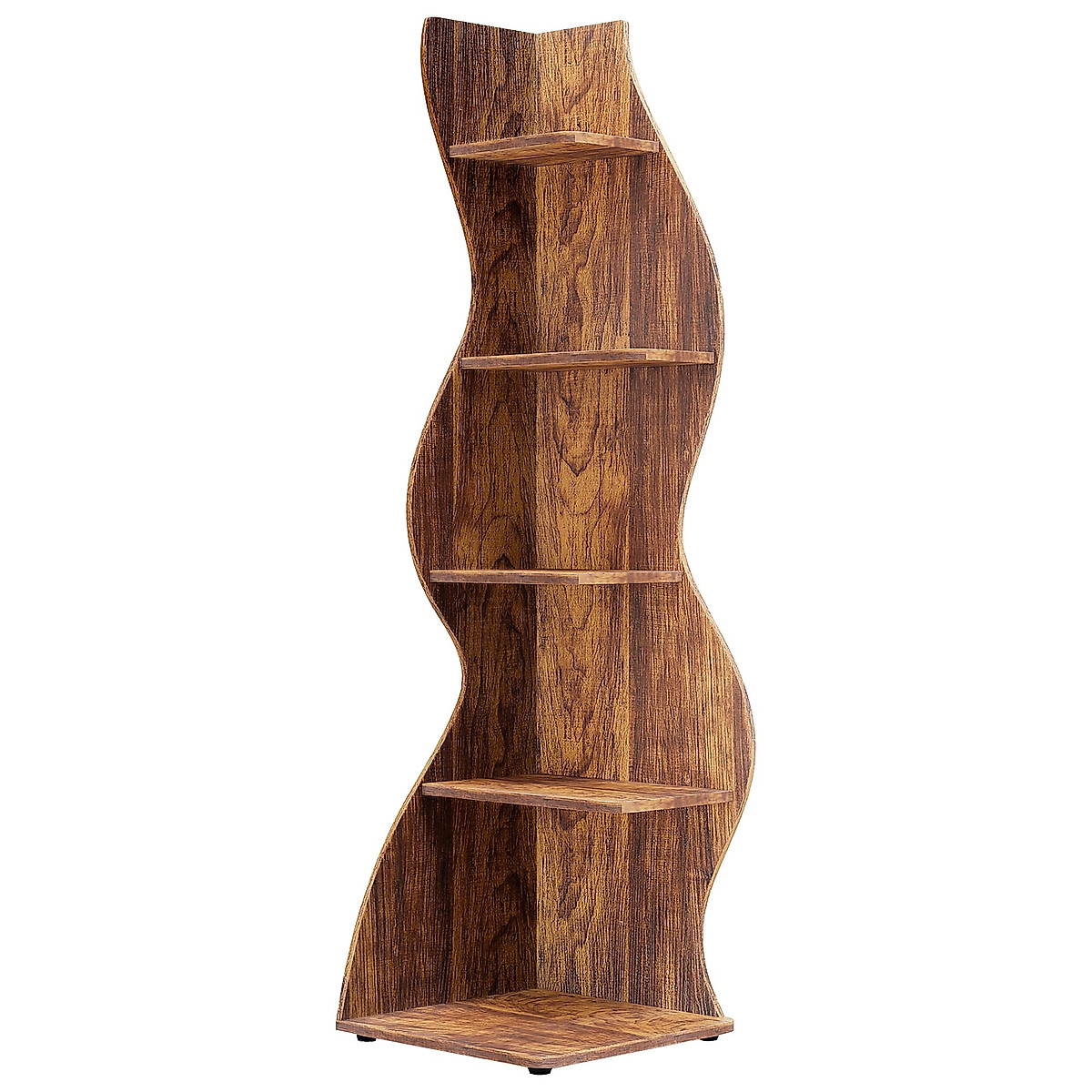 NicBex 5-Tier Corner Shelf,69.88IN Tall Corner Storage Cabinet,Rustic Display Rack Multipurpose Bookshelf,Narrow Corner Bookcase for Wall Corner,Home Office,Living Room, Bedroom,Rustic Brown