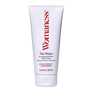 Womaness The Works All-Over Toning Body Cream - Hydrating & Smoothing Anti Aging Body Lotion - Niacinamide and Hyaluronic Acid Firming Lotion for Menopause Body Care & Skin Repair (200ml)