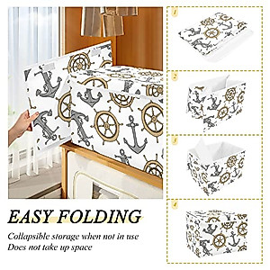 Steering Wheel Anchor Storage Bins with Lids for Organizing Lidded Home Storage Bins with Handles Oxford Cloth Storage Cube Box for Toys