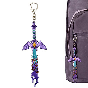 MEETCUTE Decayed MasterSword Keychain Latest,Cool Sword Key Ring for Men and Women Legend of Zeld the Tears Kingdom MasterSword Key chain Cosplay Accessories - Purple
