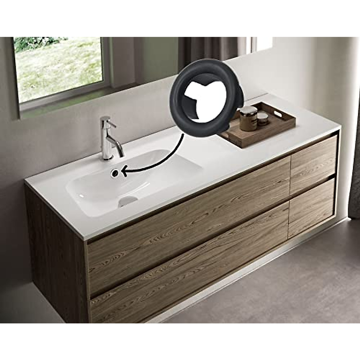 4 Pack Bathroom Basin Sink Round Hole Trim Overflow Cover Rings Hole Insert in Cap Hollow Ring Triangle for Hole Diameter Replacement Ceramic Pots for Home,Sink,Bathroom,Kitchen (black)