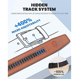 Zitahli Ratchet Belt for Men - Mens belt Leather 2 Packs with 1 3/8" Brown Black Slide Belt in Gift Set Box - Micro Adjustable Men Belt Buckle Fit Everywhere Size 28"-36"