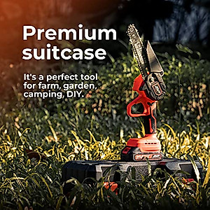 ZNP Mini Chainsaw, 6-Inch Brushless Cordless Chainsaw with 2 Battery, 21V Electric Chainsaw with Security Lock, Handheld Small Chain Saw for Tree Pruning, Gardening, Wood Cutting