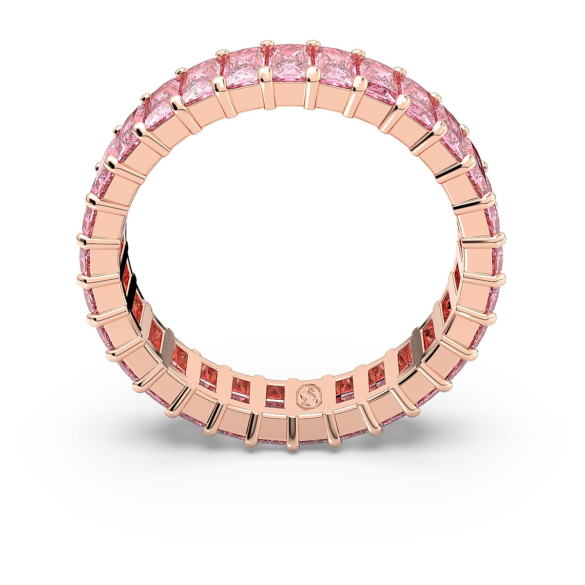 SWAROVSKI Matrix ring, Baguette cut, Pink, Rose gold-tone Finish