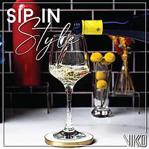 Vikko Wine Glasses, Set of 8 Red Wine Glasses, 14 Ounce Clear Wine Glass, Classic, Durable European Stemware