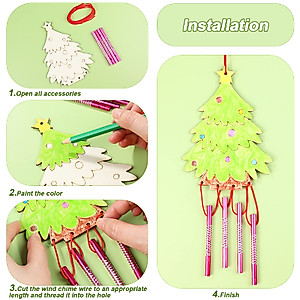 12 Packs Christmas Wind Chime Craft Kit, Decorate Your Own Ornaments,Christmas DIY Wooden Wind Chimes Kit Arts Crafts and Paint for Kids Birthday Christmas Party Favors