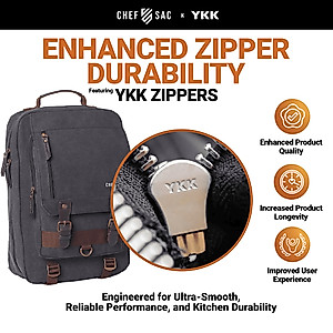 Chef Knife Bag Retro Backpack | 20+ Slots for Knives and Chef Tools | Knife Carrying Case with Hidden Back Pocket for Tablet | Sturdy Knife Bags For Chefs & Culinary Students | Premium Canvas (Black)