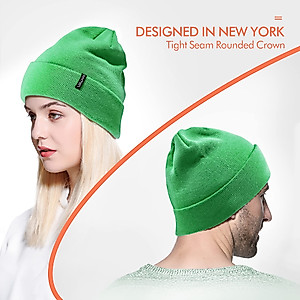 zowya Winter Beanie for Men Women Knit Cuff Snug Slouchy Skull Caps Classic Warm Spring Autumn 1-Hat (Green)