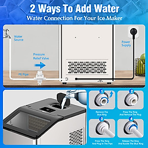 VECYS Large Countertop Ice Maker IC3001, Stainless Steel Commercial Cubic Ice Machine 67LBS Daily 36PCS Ice Ready in 13 Mins, Great for Activities