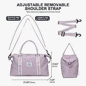 Travel Duffel Tote Bag,Personal Item Carry on Large Sport Gym Bag,Expandable Luggage Bag with Trolley Sleeve, Waterproof WeeKender Bag, Purple