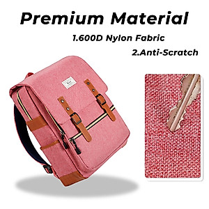 Ronyes Vintage Laptop Backpack for Women Men,15.6 inch Bookbag Casual Daypack with USB Charging Port for College Work, Pink Backpacks