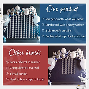 2 Pack Spicy Shining Silver Bridal Shower Backdrop - Foil Curtains - Creative Bachelorette Party Decorations - Bridal Shower Decor for Photoshoots - 3.3 x 6.6 Ft