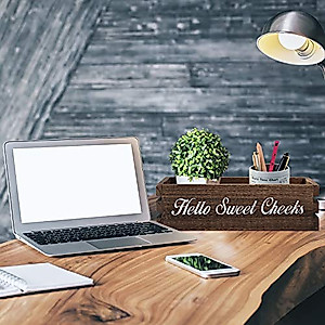 VOOWO Funny Bathroom Decor Box, Farmhouse Bathroom Decor Toilet Paper Holder Box, Toilet Tray Basket, Rustic Home Decor Box for Bathroom, Counter and Kitchen