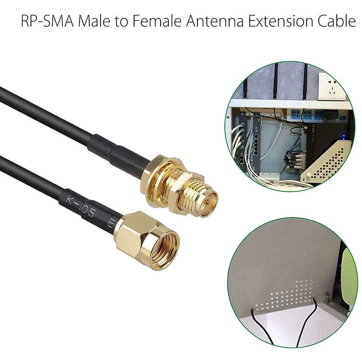 JOINSI 5-Pack 10ft WiFi Antenna Extension Coaxial Cable RP-SMA Male to RP-SMA Female for WiFi LAN WAN Router Bridge Antenna Security IP Camera Signal Booster Repeater Wireless Network Card Adapter