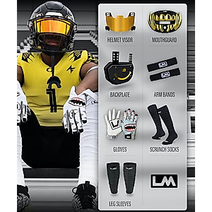 Loudmouth Football Mouth Guard - 3D Chrome Grillz Football Mouthpiece, Fits Adult & Youth, Mouth Guard Football Accessories (3D Grillz Bling - Chrome Black/Gold)