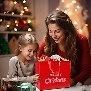 Large Christmas Gift Bags - 15 Pcs Gift Bags for Christmas Presents, Reusable Gift Bags with Handles, Christmas Bags, Christmas Tote Bags, Holiday Gift Bags Bulk, Xmas Gift Bags, 11.8 * 9.8 * 5.9"