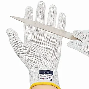 Dowellife Level 8 Reinforced Cut Resistant Gloves, Food Grade, White, Medium
