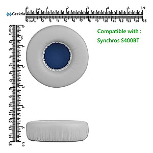 Geekria QuickFit Replacement Ear Pads for JBL Synchros S400BT Headphones Ear Cushions, Headset Earpads, Ear Cups Cover Repair Parts (Grey)