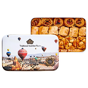 Cerez Pazari Assorted Baklava Gift Basket - 8.47 oz, 22-23 pcs, Turkish Dessert with Pistachio, Walnut, Cashew, Hazelnut - No Preservatives