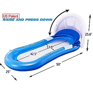 Joliyoou Pool Float with Canopy, Inflatable Pool Lounge with Shade for Adults, Inflatable Rafts for Swimming Pool Party Water Mat