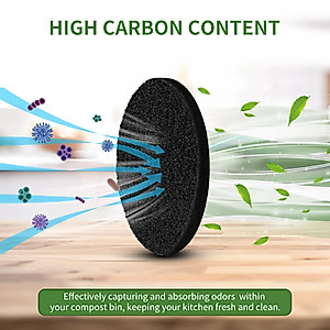 SAIQIANG 6 Pack Compost Filters for Countertop Bin, 6.7 inch Compost Bin Filters Charcoal, Thickening Compost Bin Filter Activated Charcoal Filters for Compost Bucket Bin Filters Replacement