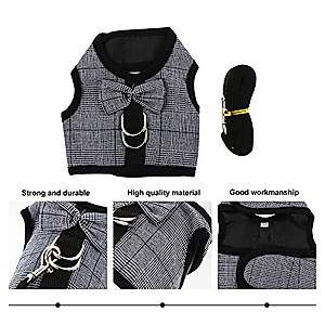Cat Harness, Rabbit Harness with Leash Soft Mesh Vest Harness Clothes for Rabbit Ferret Bunny Kitten Guinea Pig Walking (S, Black)